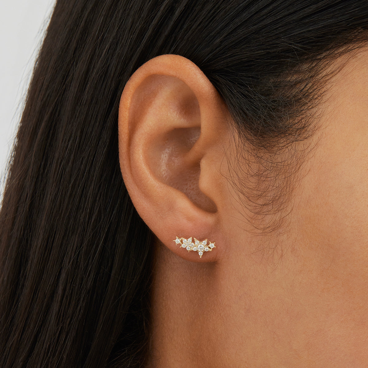 14k Solid Gold Stardust Lab-Grown Diamond Ear Crawler-Right – by charlotte