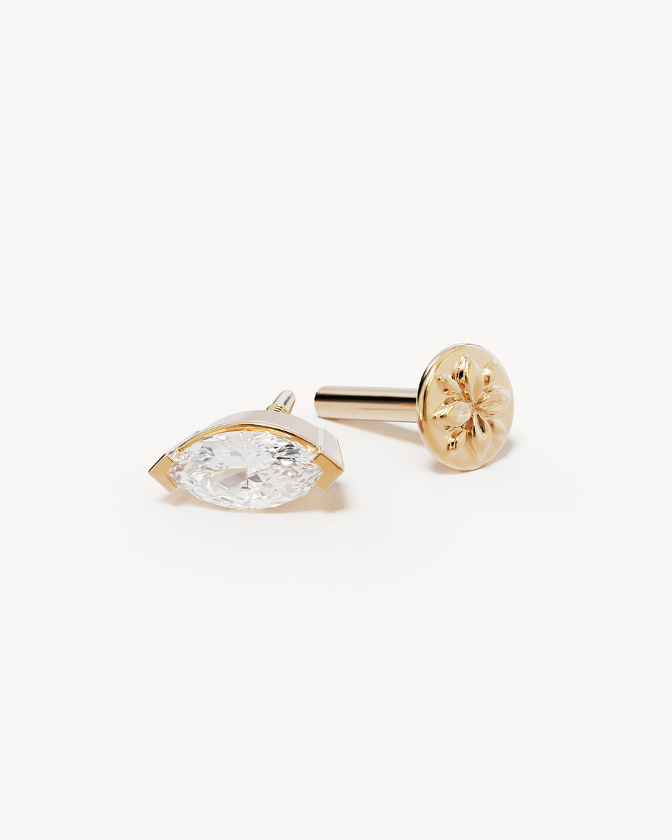 14k Solid Gold Petal Lab-Grown Diamond Cartilage Earring – by charlotte