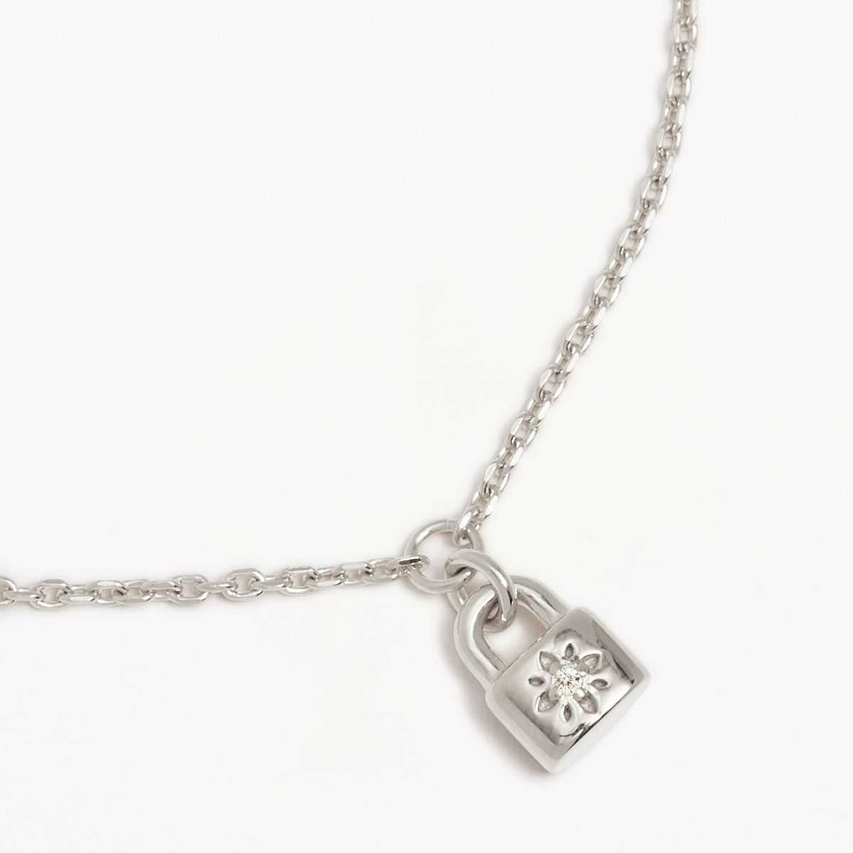 Sterling Silver Crystal Lotus Padlock Bracelet – by charlotte