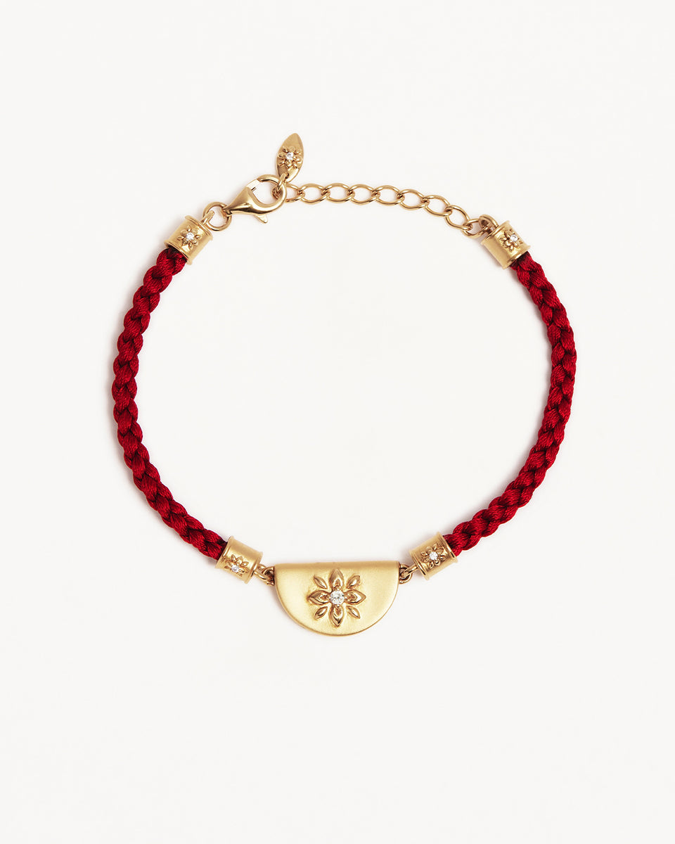 18k Gold Vermeil Lotus Red Silk Cord Bracelet – by charlotte