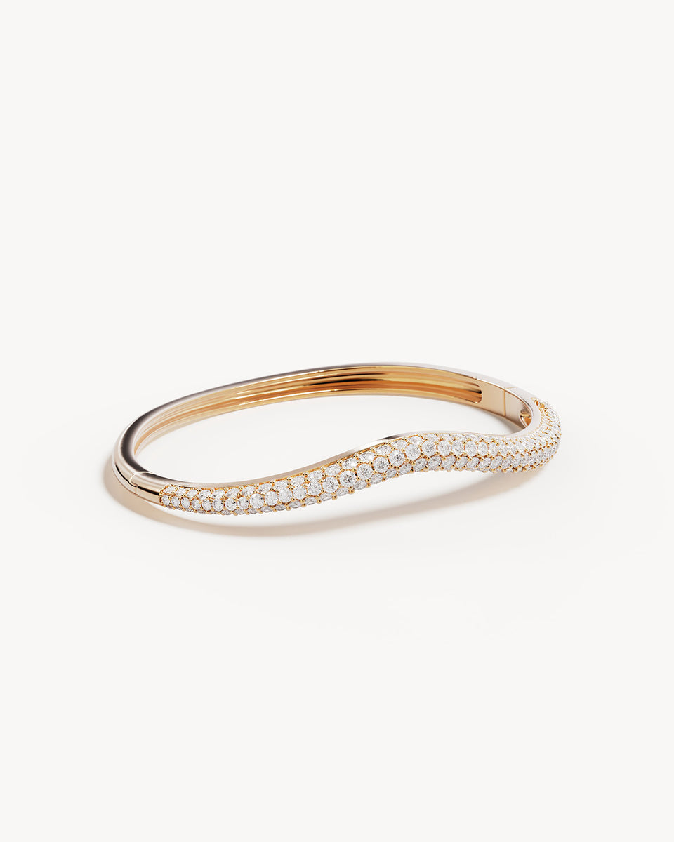18k Gold Vermeil Crystal Wave Bangle – by charlotte