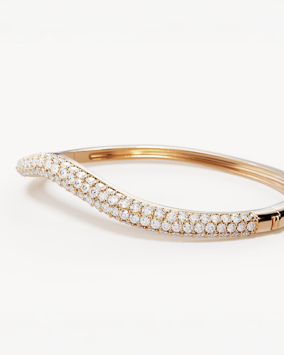 18k Gold Vermeil Crystal Wave Bangle – by charlotte