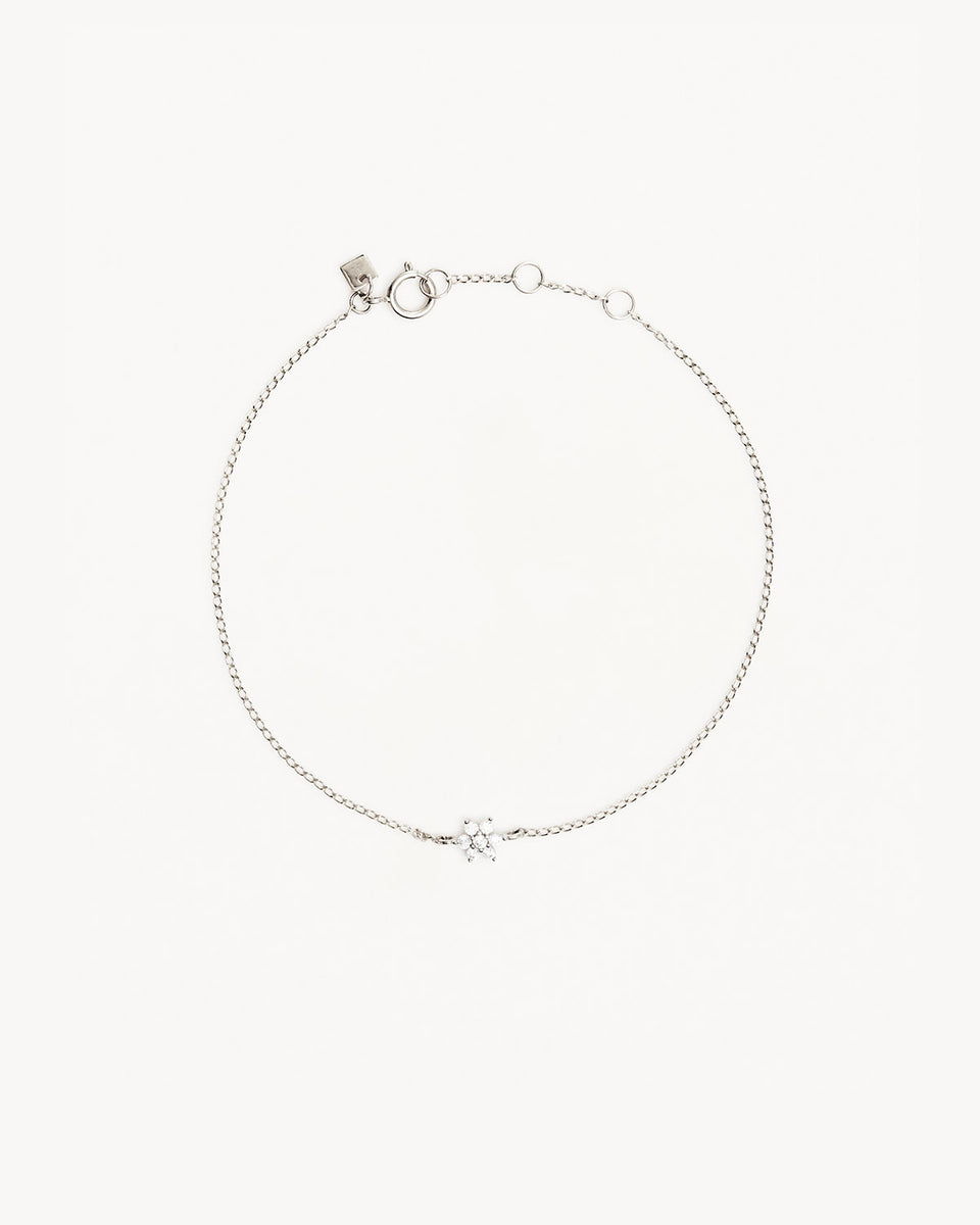 14k Solid White Gold Crystal Lotus Flower Bracelet – by charlotte