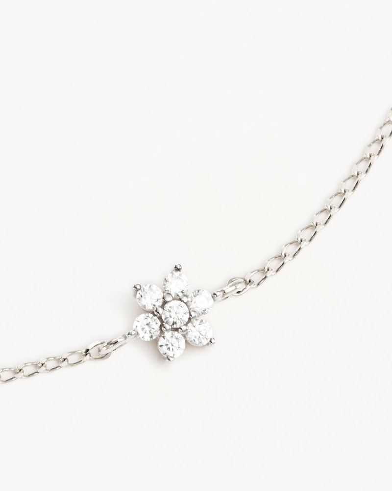 14k Solid White Gold Crystal Lotus Flower Bracelet – by charlotte