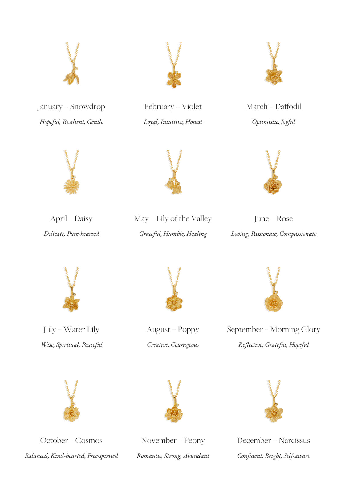 18k Gold Vermeil Violet February Birth Flower Necklace – by charlotte