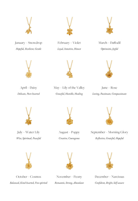 18k Gold Vermeil Water Lily July Birth Flower Necklace – by charlotte