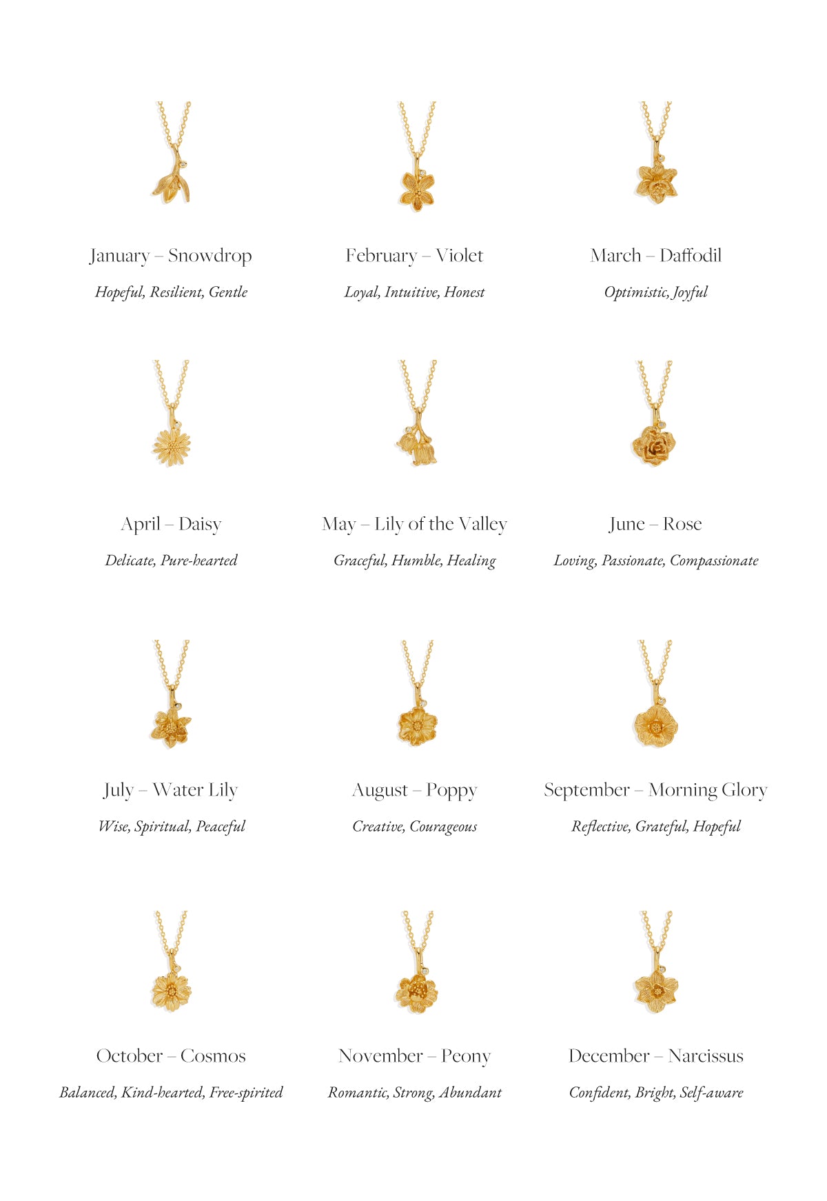18k Gold Vermeil Rose June Birth Flower Necklace – by charlotte