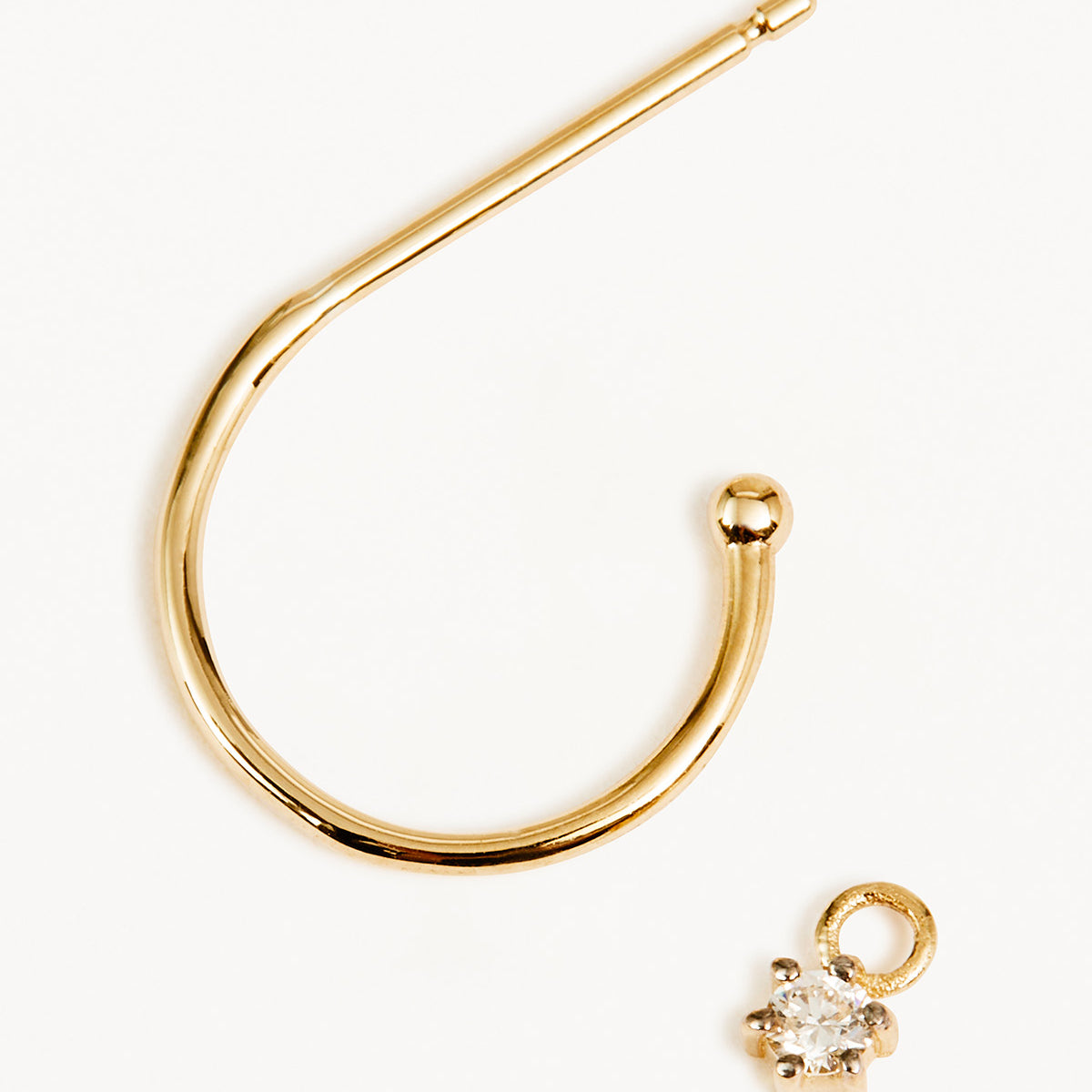 14k Solid Gold Sweet Droplet Diamond Hoop – by charlotte