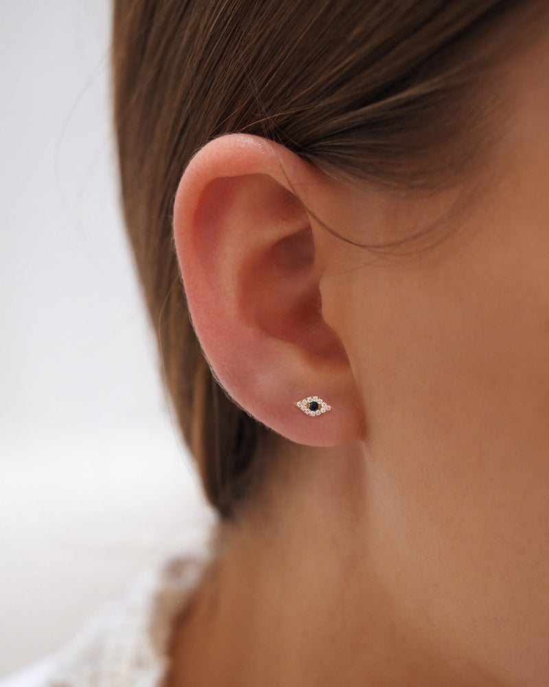 14k Solid Gold Evil Eye Earring – by charlotte