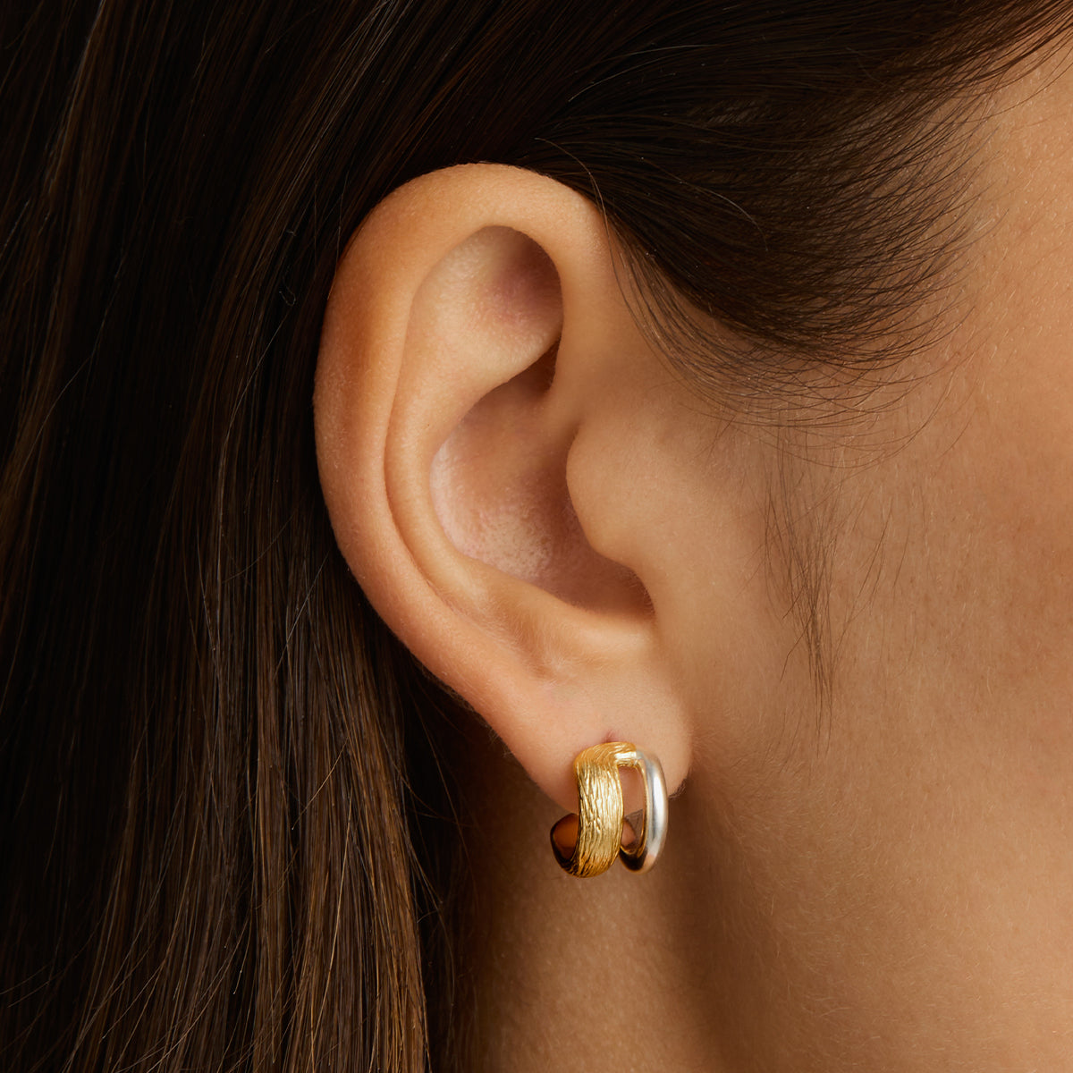 Two-Tone Shield Hoops – by charlotte