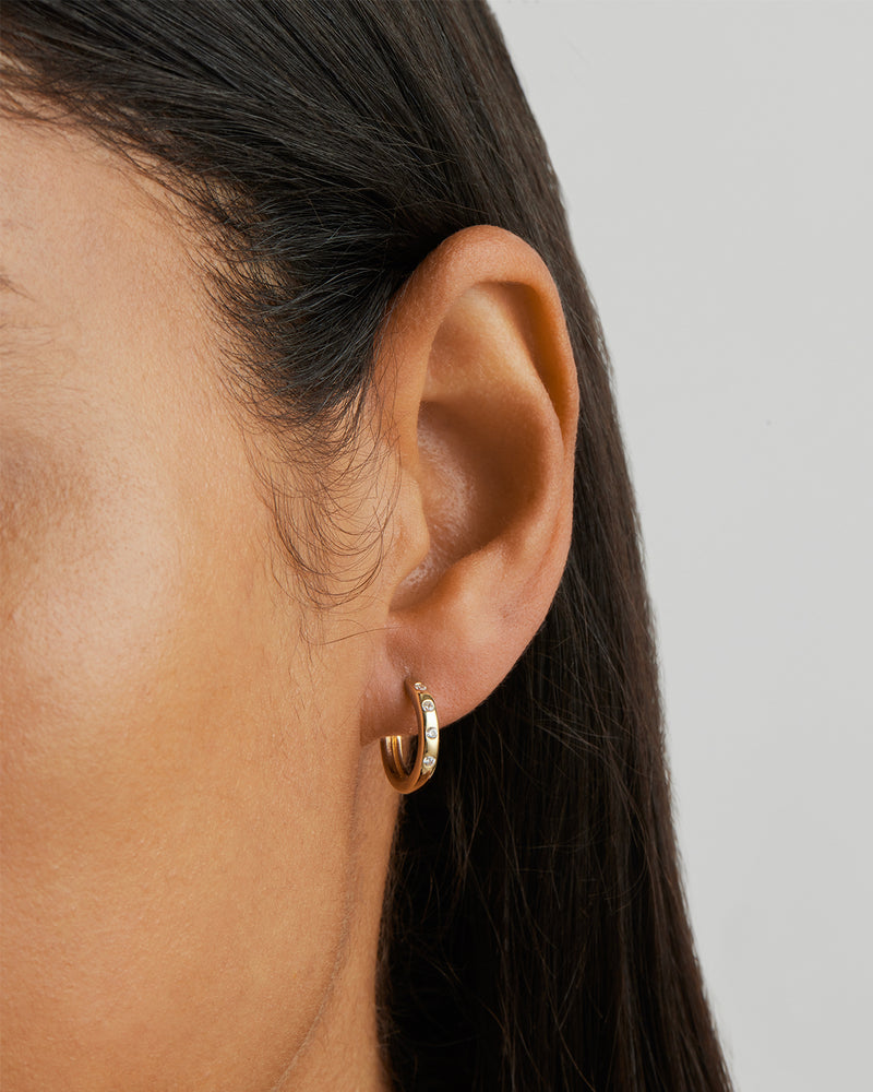 14k Solid Gold Cosmic Lab-Grown Diamond Hoop – by charlotte