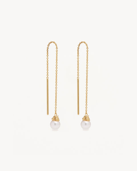 18k Gold Vermeil Whispers of Tranquillity Pearl Thread Earrings – by charlotte