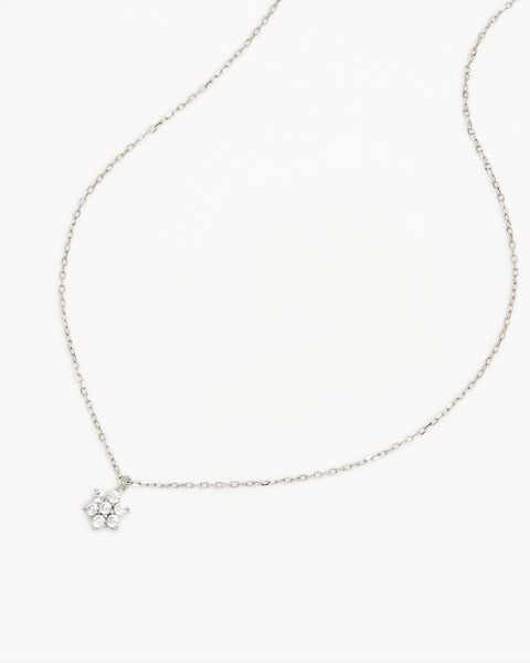 14k Solid White Gold Crystal Lotus Flower Necklace – by charlotte