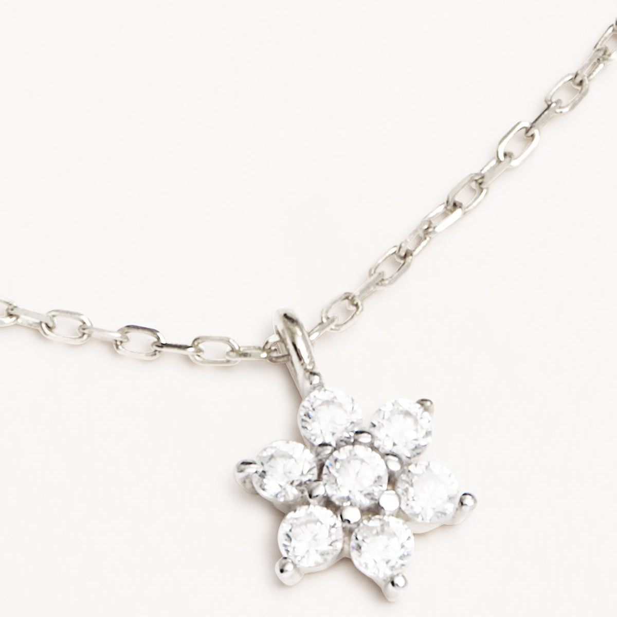 14k Solid White Gold Crystal Lotus Flower Necklace – by charlotte
