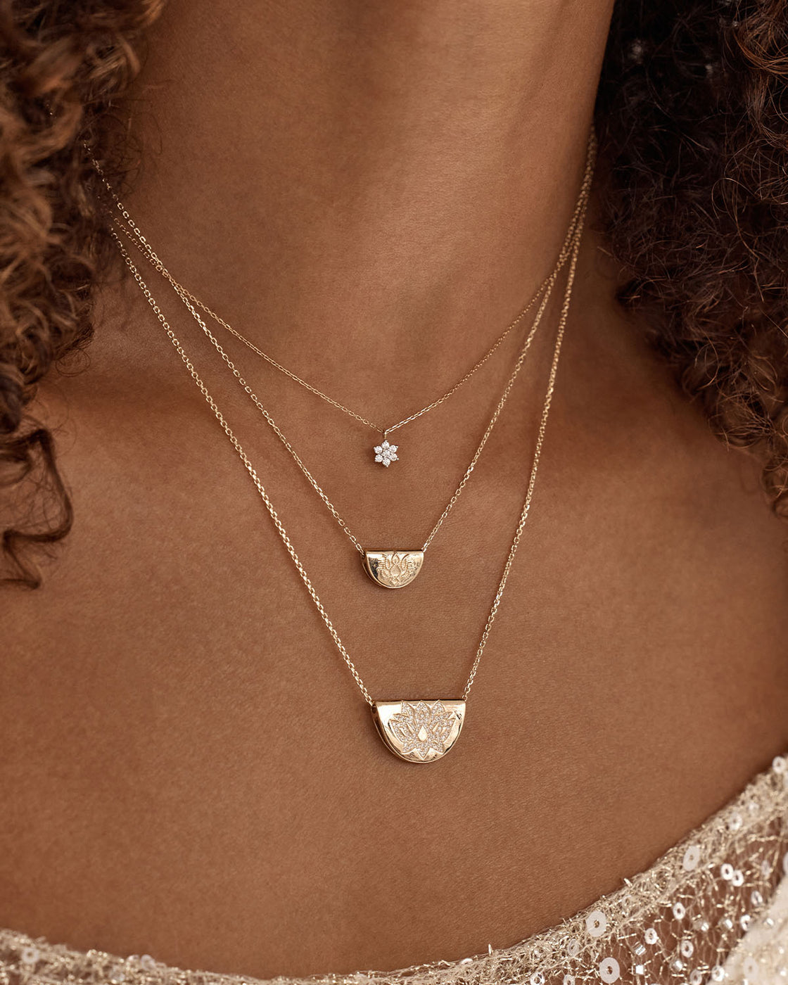 14k Solid Gold Mini Lotus Necklace – by charlotte