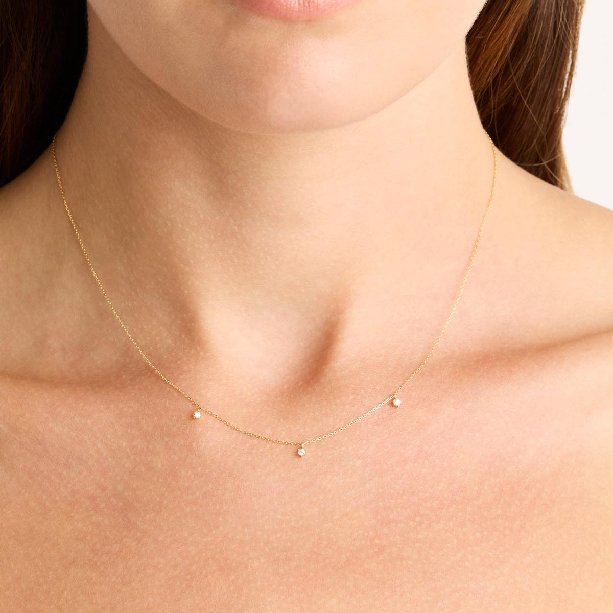 14k Solid Gold Droplets Diamond Necklace – by charlotte