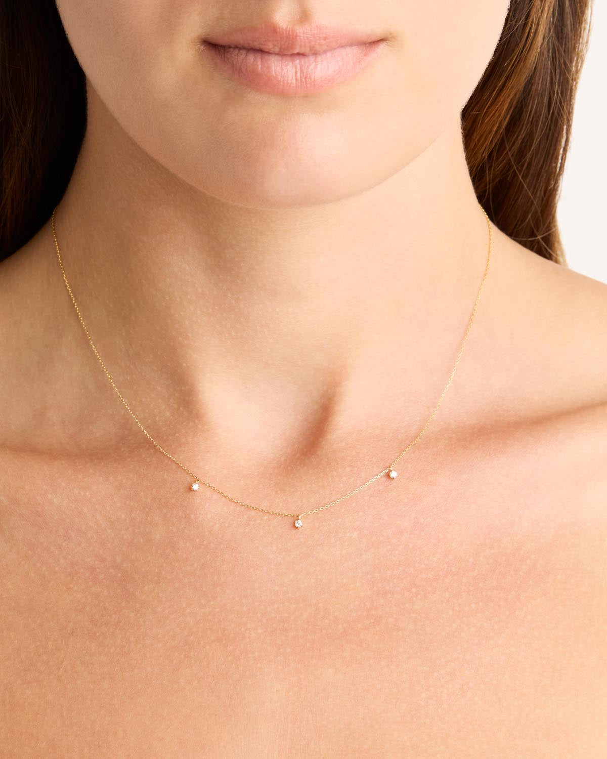 14k Solid Gold Droplets Diamond Necklace – by charlotte