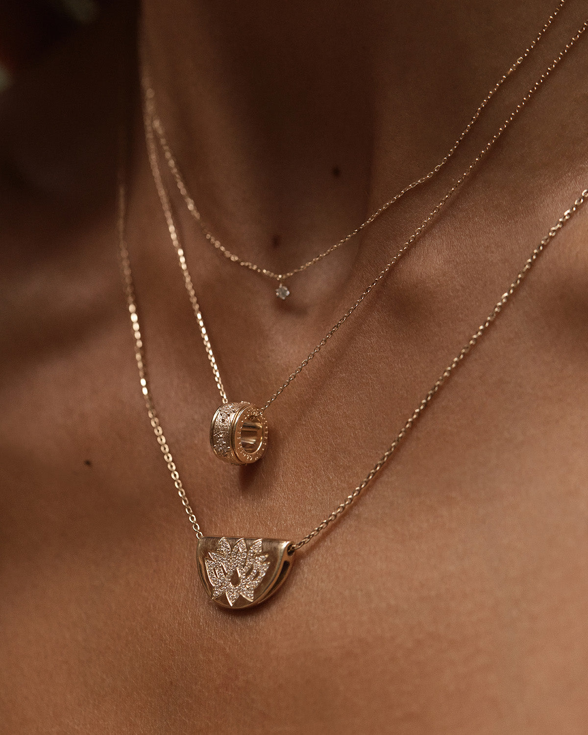 14k Solid Gold Breathe Spinning Meditation Lab-Grown Diamond Necklace ...