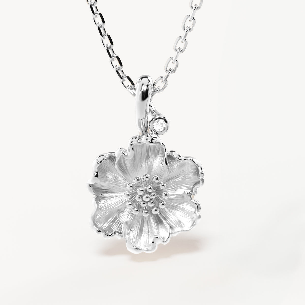 Sterling Silver Poppy August Birth Flower Necklace – by charlotte
