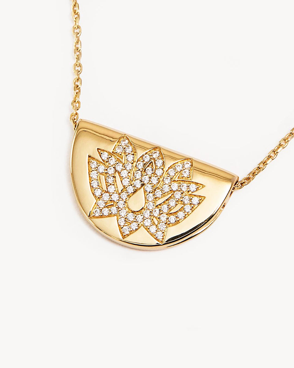 14k Solid Gold Sacred Lotus Diamond Necklace – by charlotte