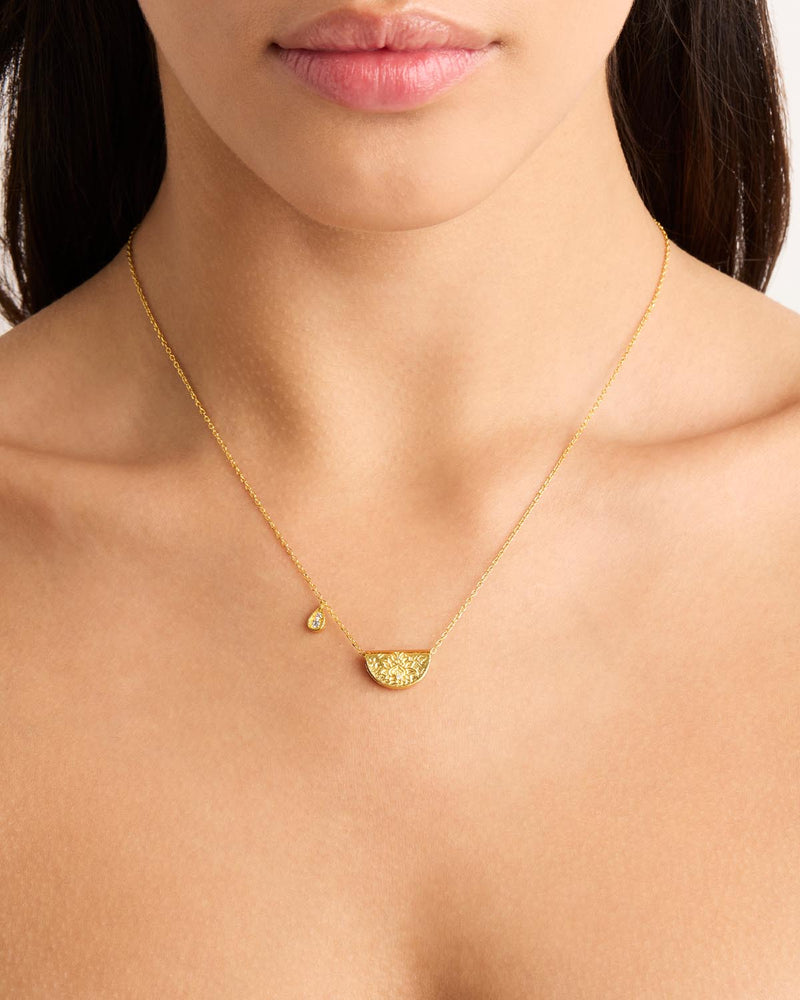 18k Gold Vermeil Lotus Birthstone Necklace - April - White Topaz – by ...