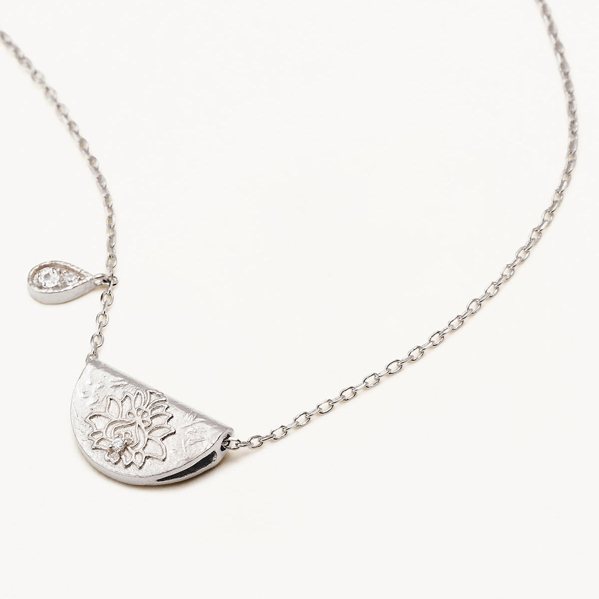 Sterling Silver Lotus Birthstone Necklace - April - White Topaz – by ...