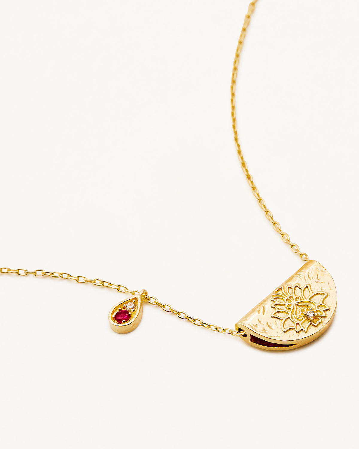 18k Gold Vermeil Lotus Birthstone Necklace - July - Ruby – by charlotte
