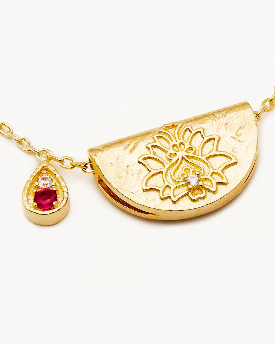 18k Gold Vermeil Lotus Birthstone Necklace - July - Ruby – by charlotte