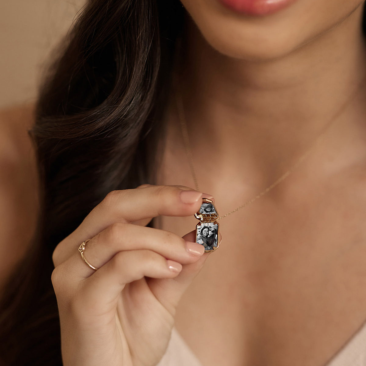 14k Solid Gold Rectangular Diamond Lotus Locket Pendant – by charlotte