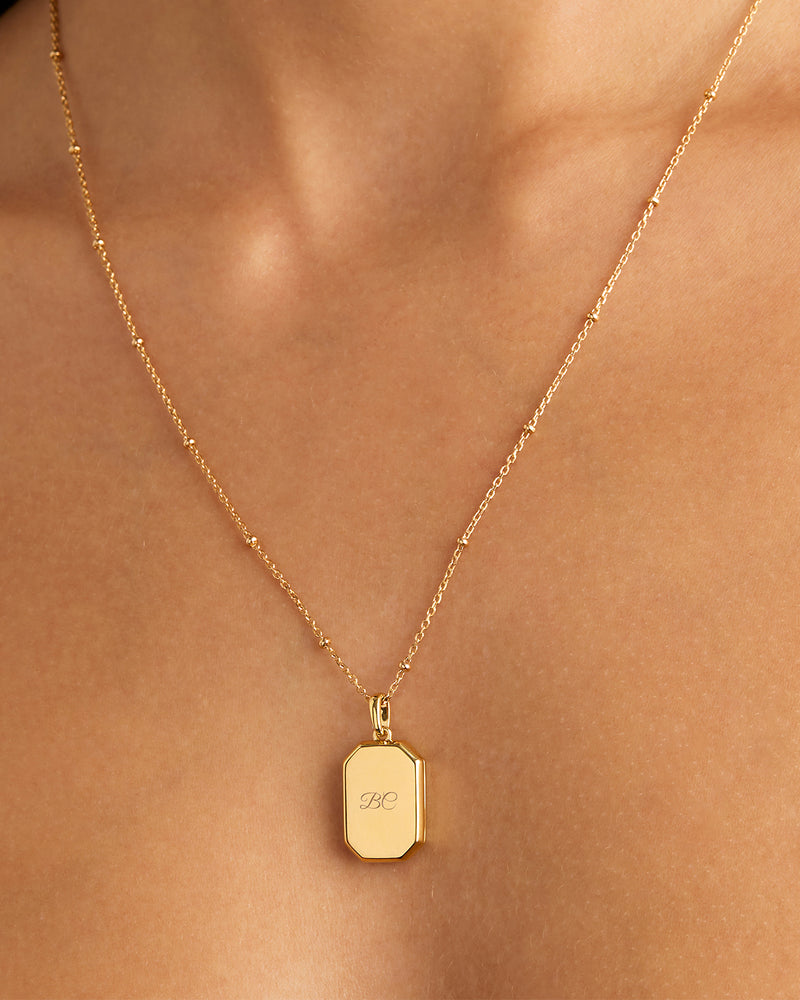 14k Solid Gold Rectangular Diamond Lotus Locket Pendant – by charlotte