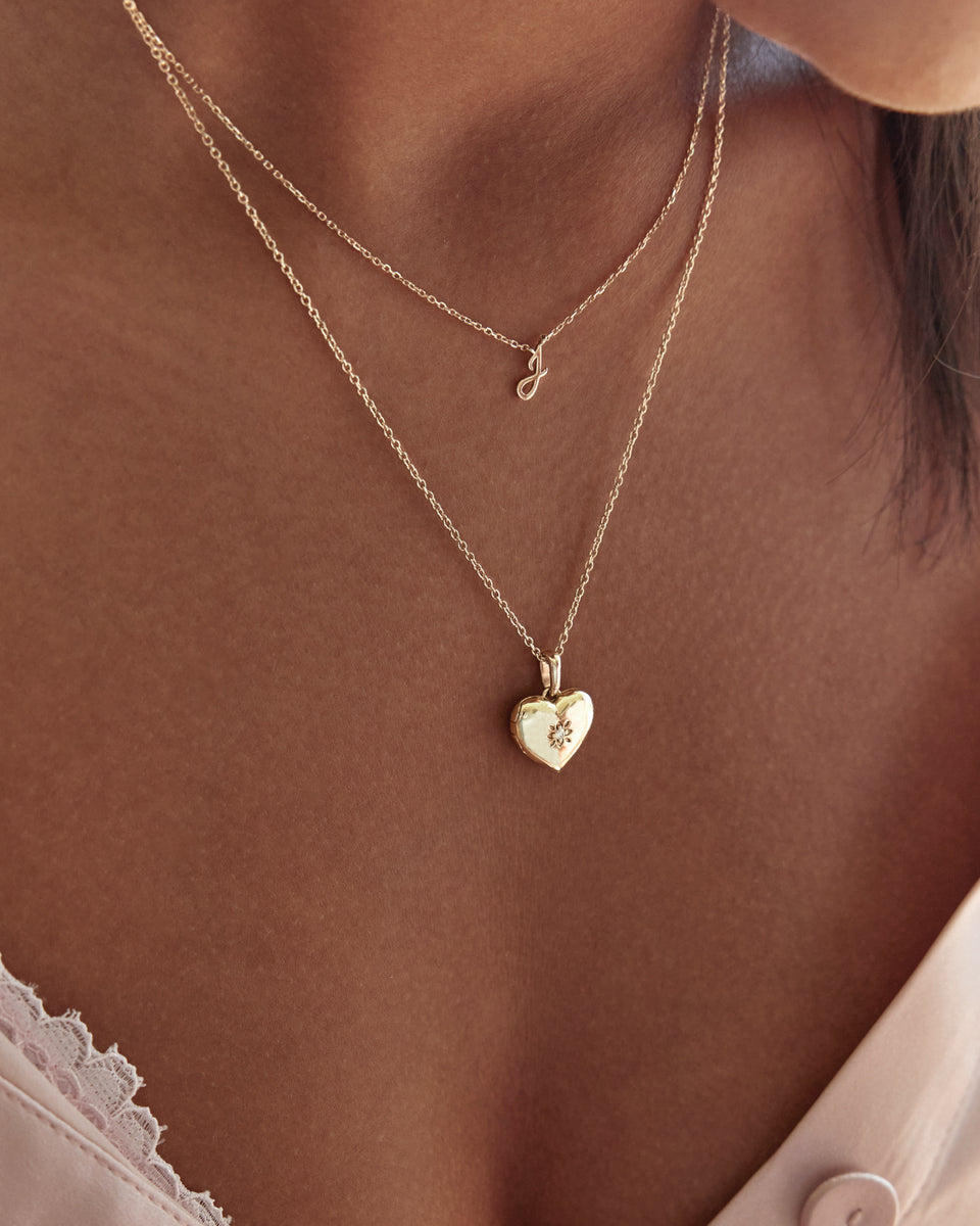14k Solid Gold Heart Diamond Lotus Locket Pendant – by charlotte