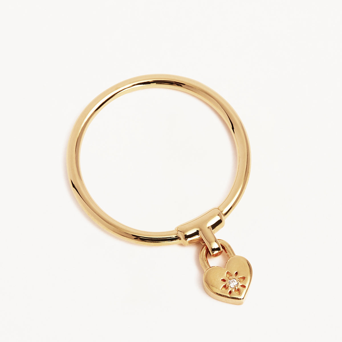 18k Gold Vermeil Crystal Lotus Heart Padlock Ring – by charlotte