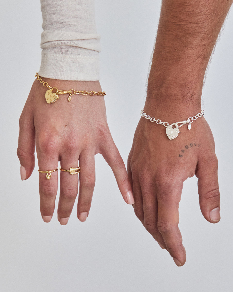 18k Gold Vermeil Crystal Lotus Heart Padlock Ring – by charlotte